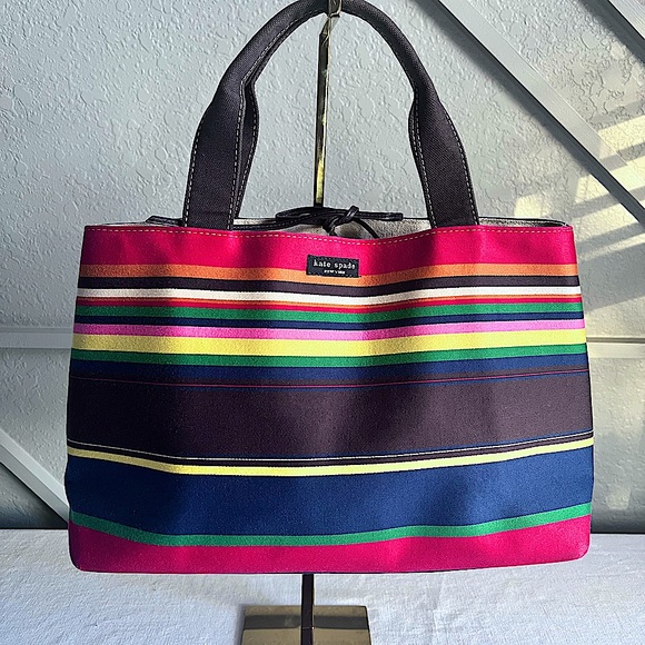 kate spade | Bags | Kate Spade Rainbow Striped Canvas Tote Bag | Poshmark